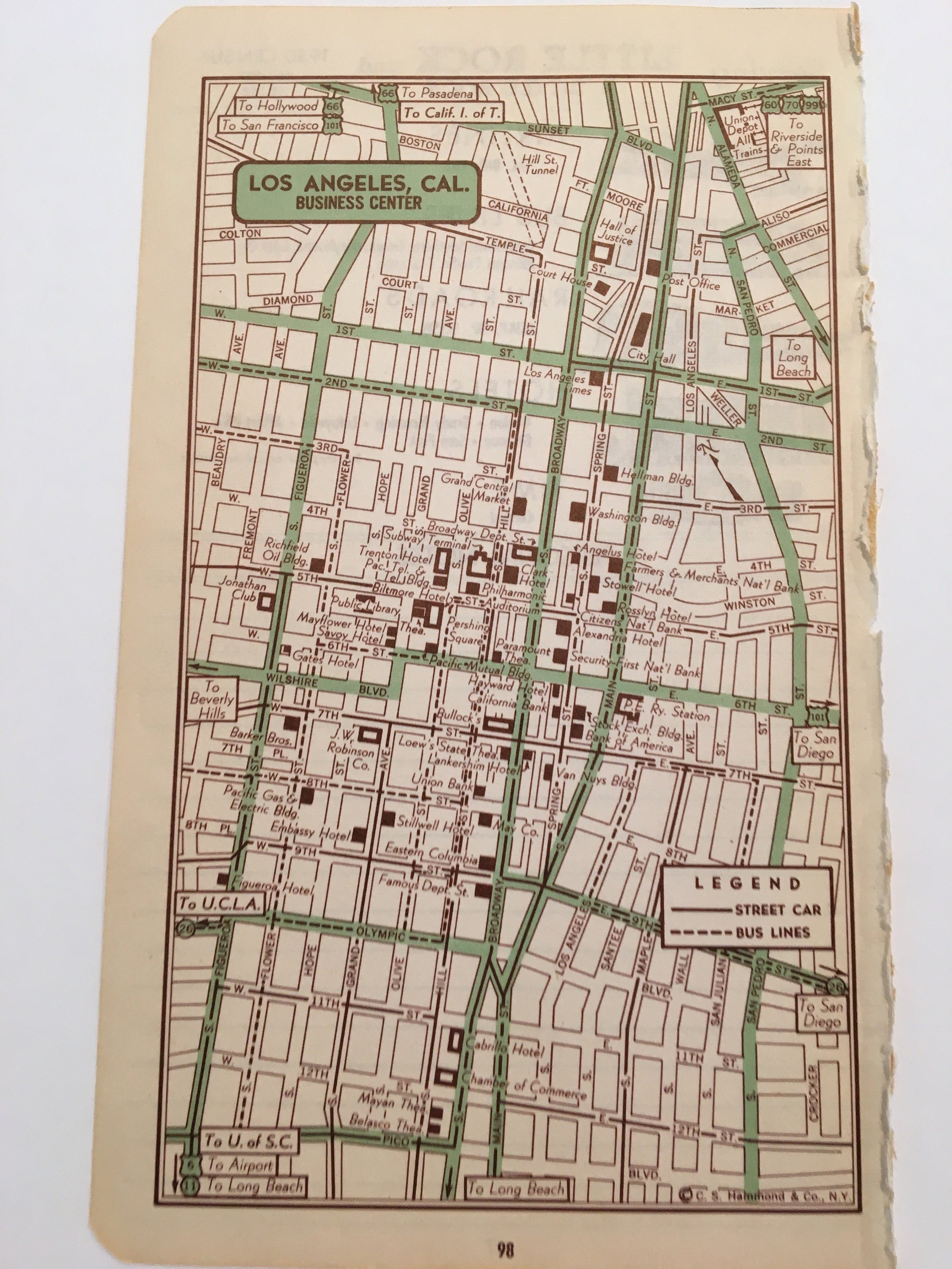 1950s Los Angeles Vintage Map City Road Atlas - Etsy