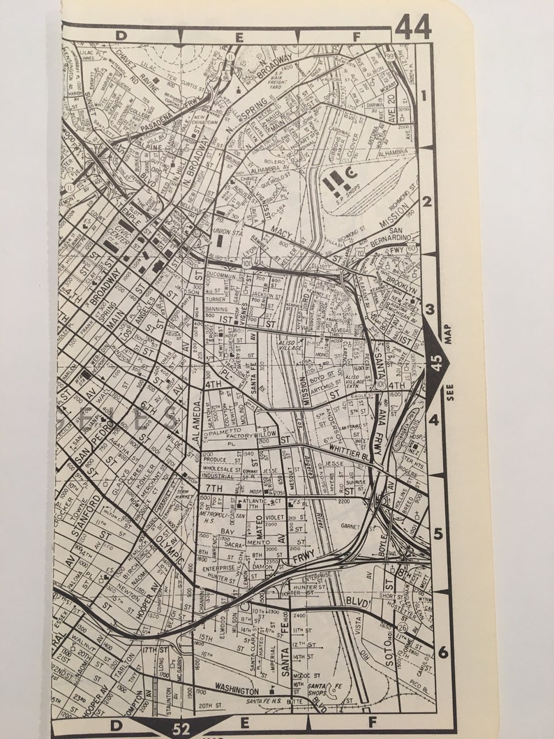 1960s Downtown LA Map Vintage Los Angeles Road Atlas - Etsy