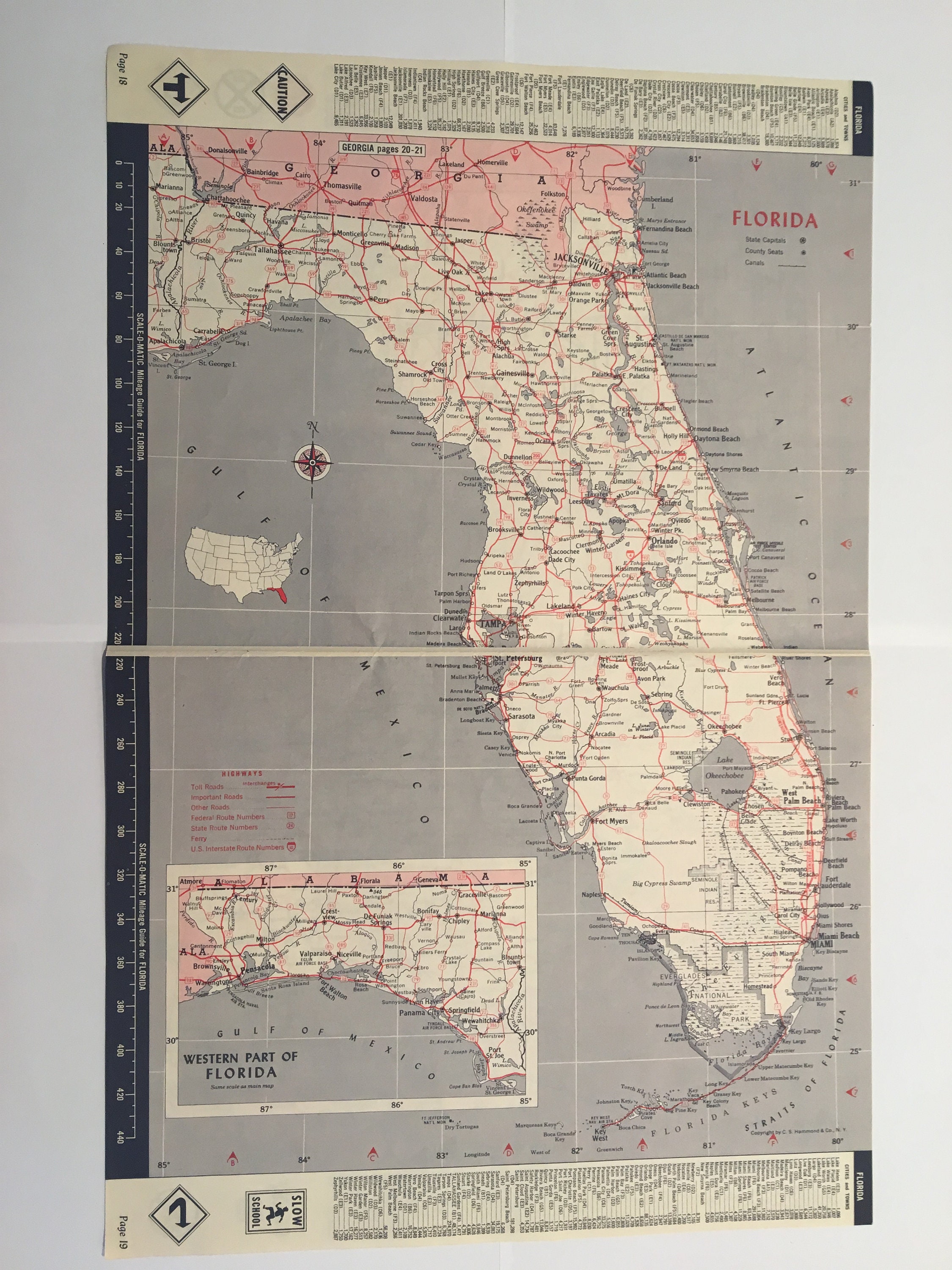 1960s Florida State Map- Vintage Atlas - Etsy