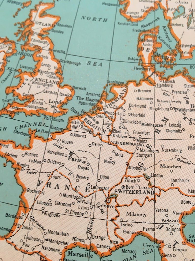 1930s Europe Map Vintage Atlas WWII - Etsy