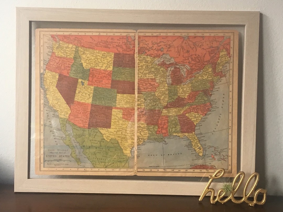 1940s Map- United States of America- Rand Mcnally World Atlas- World ...