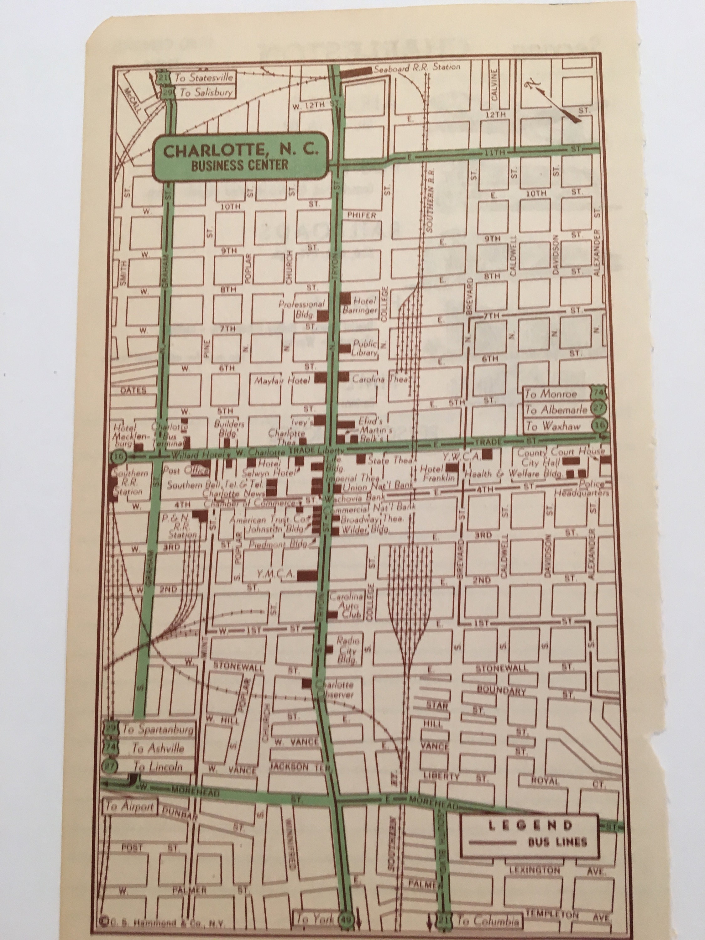 1950s Charlotte Map City Road Atlas - Etsy