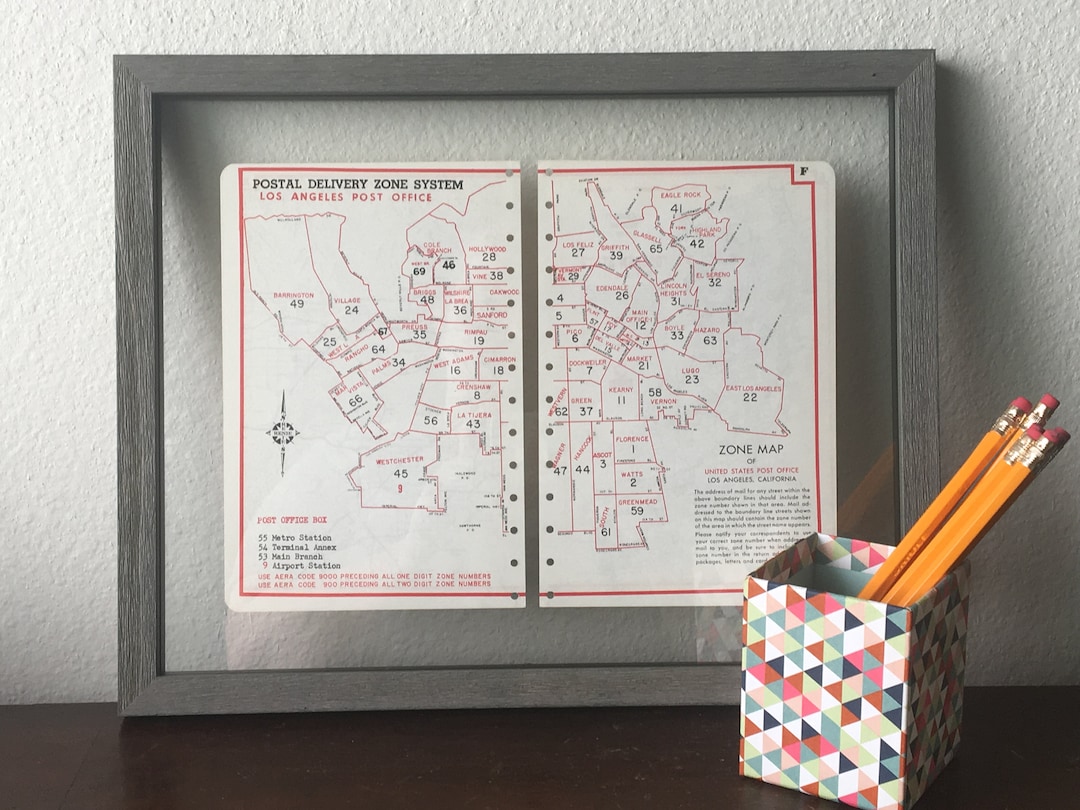 1960’s Los Angeles Postal Zone Map-la Vintage Map - Vintage Road Atlas ...