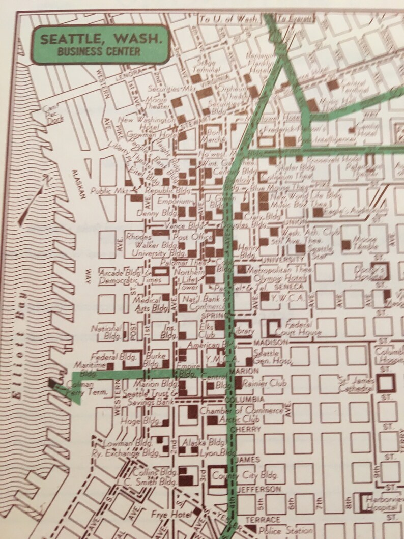 1950’s Seattle Vintage Map- City Road Atlas - Etsy