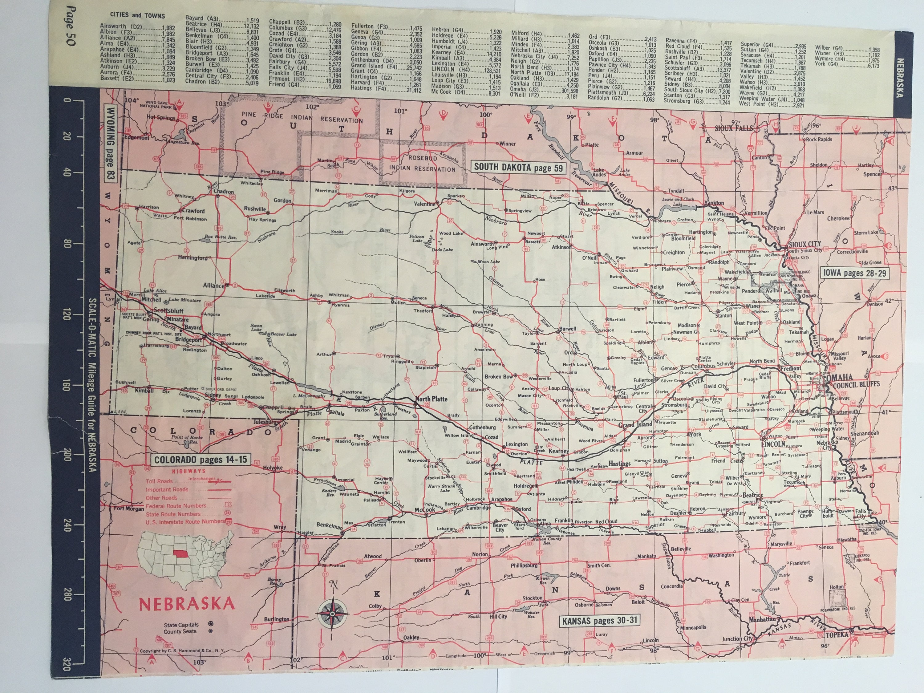 1960s Nebraska State Map Vintage Atlas - Etsy