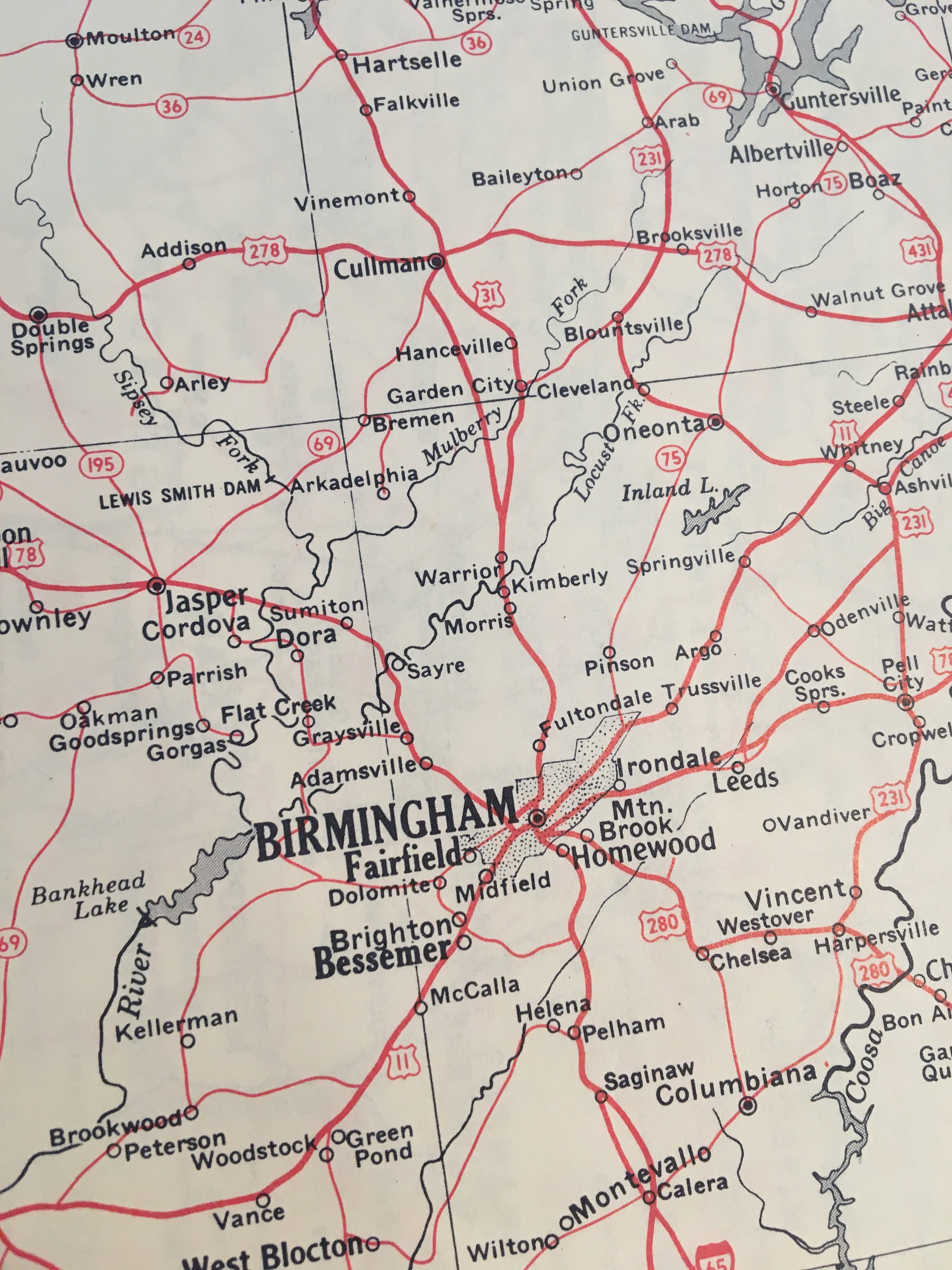 1960s Alabama State Map- Vintage Atlas - Etsy