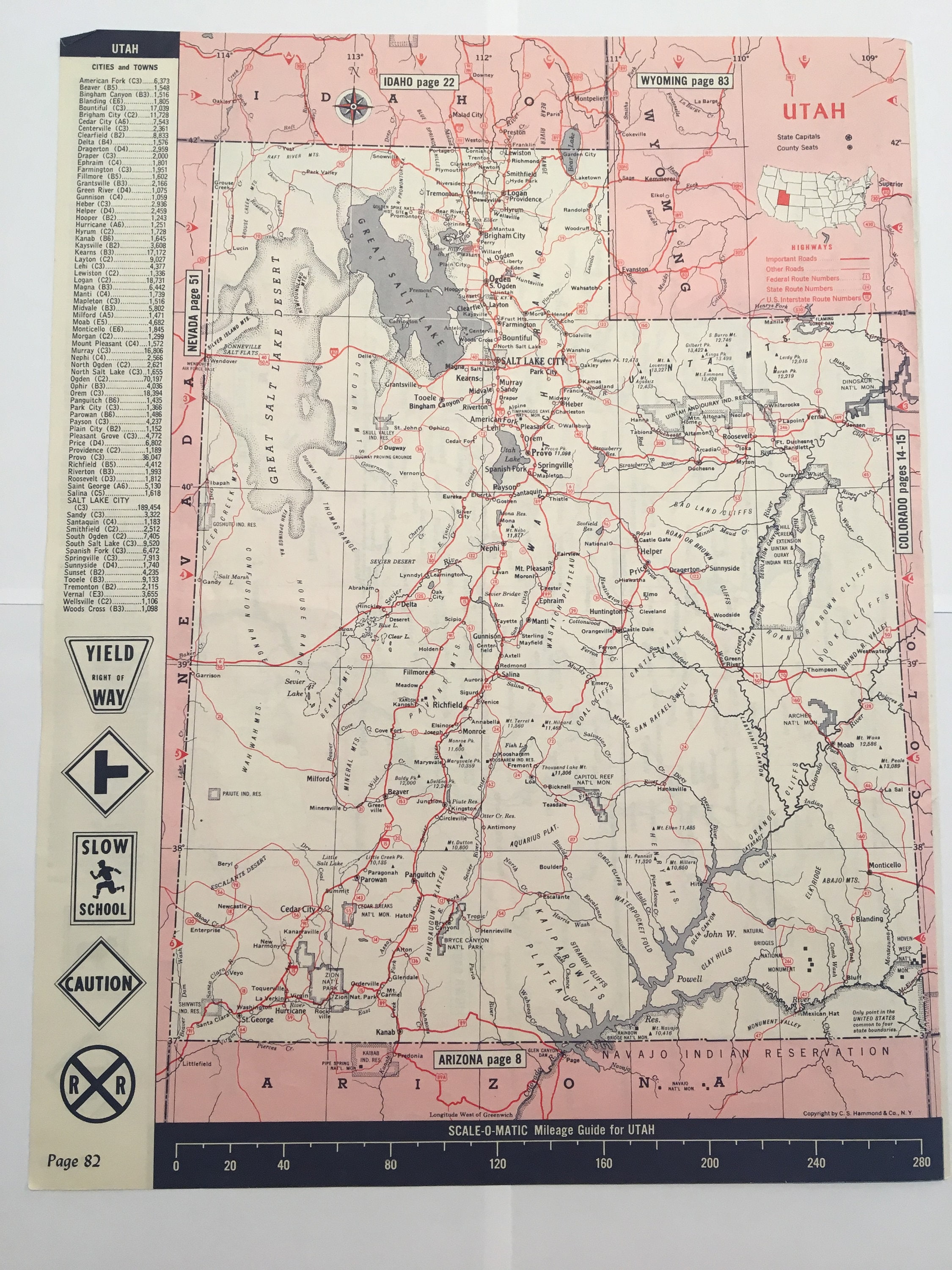 1960s Utah State Map Vintage Atlas - Etsy