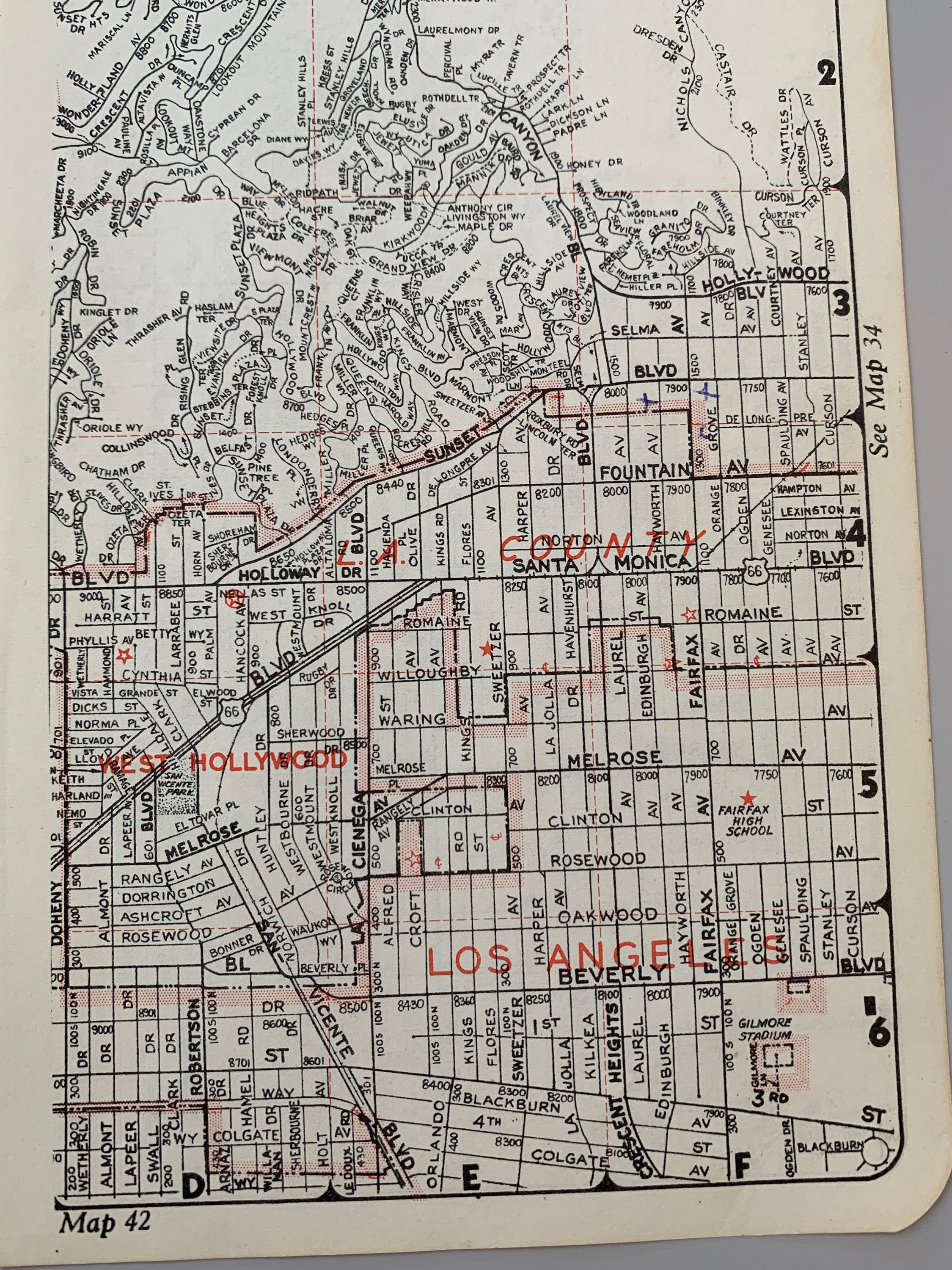 Vintage Beverly Hills West Hollywood and Los Angeles Map - Etsy