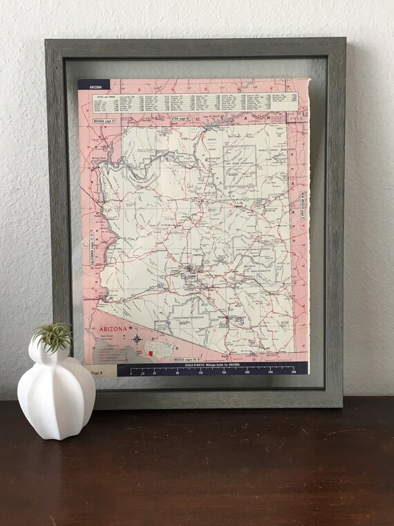 1960s Arizona State Map Vintage Atlas | Etsy