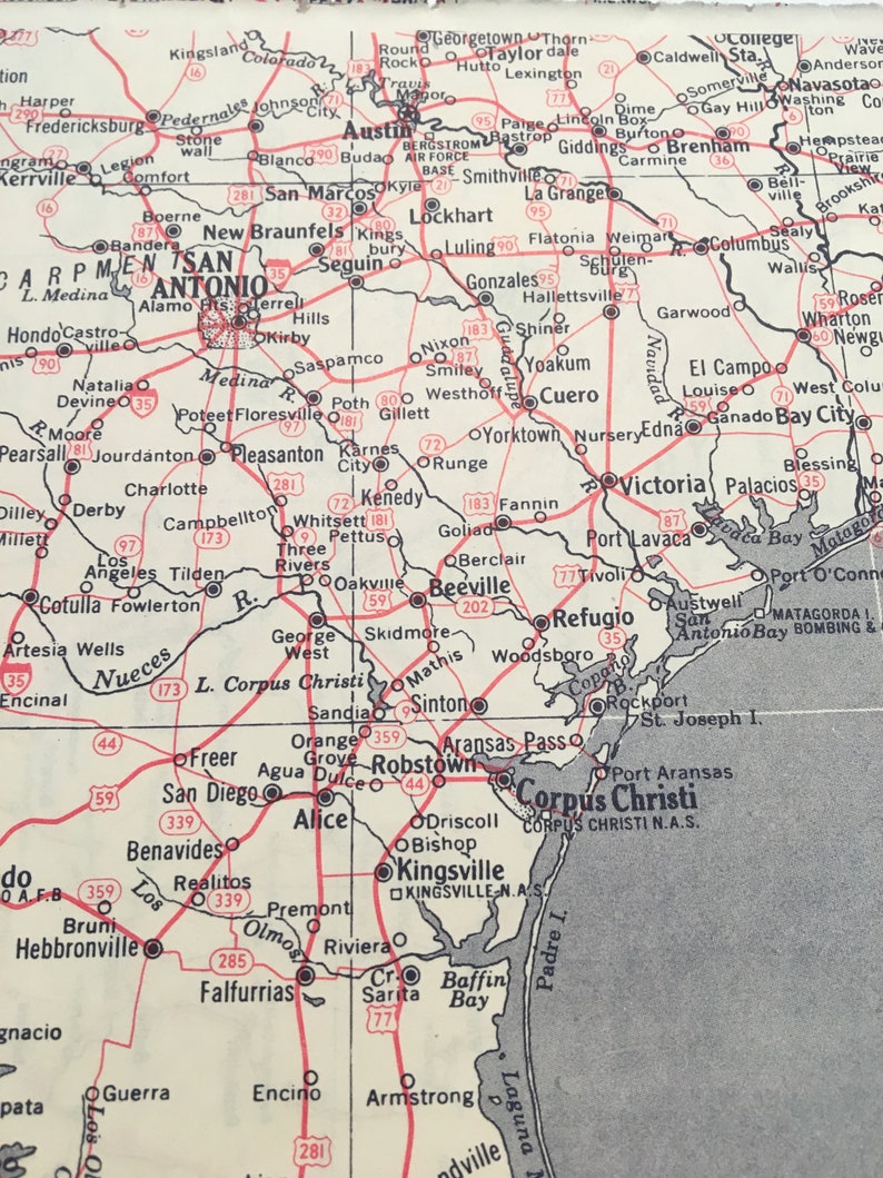 1960s Texas State Map- Vintage Atlas - Etsy