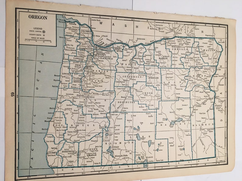 1930’s Vintage Oregon Map - Etsy