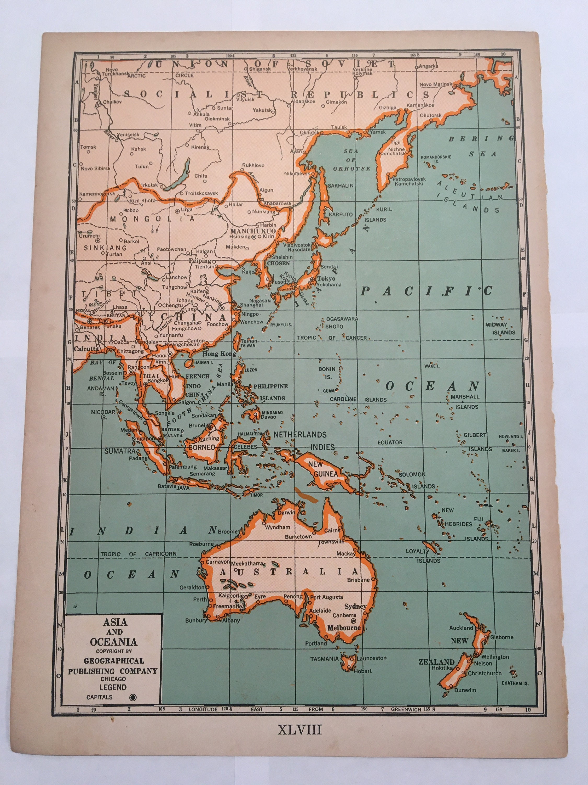 Mapa De Asia 1940 Oude Wereldkaart Van Europa, Azië En Afrika, Het