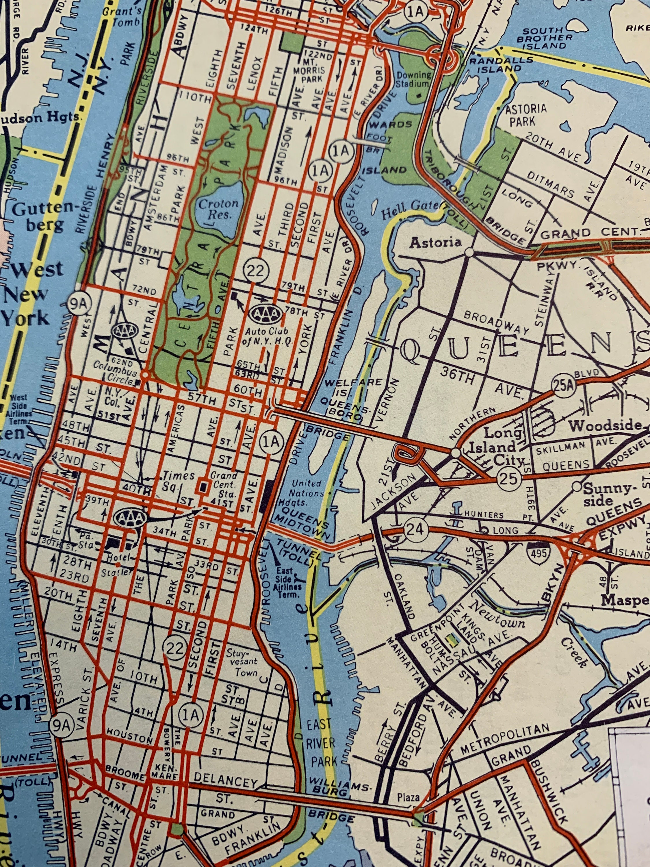 1960’s Vintage Manhattan & Bronx Map- New York - Vintage Atlas - Etsy ...
