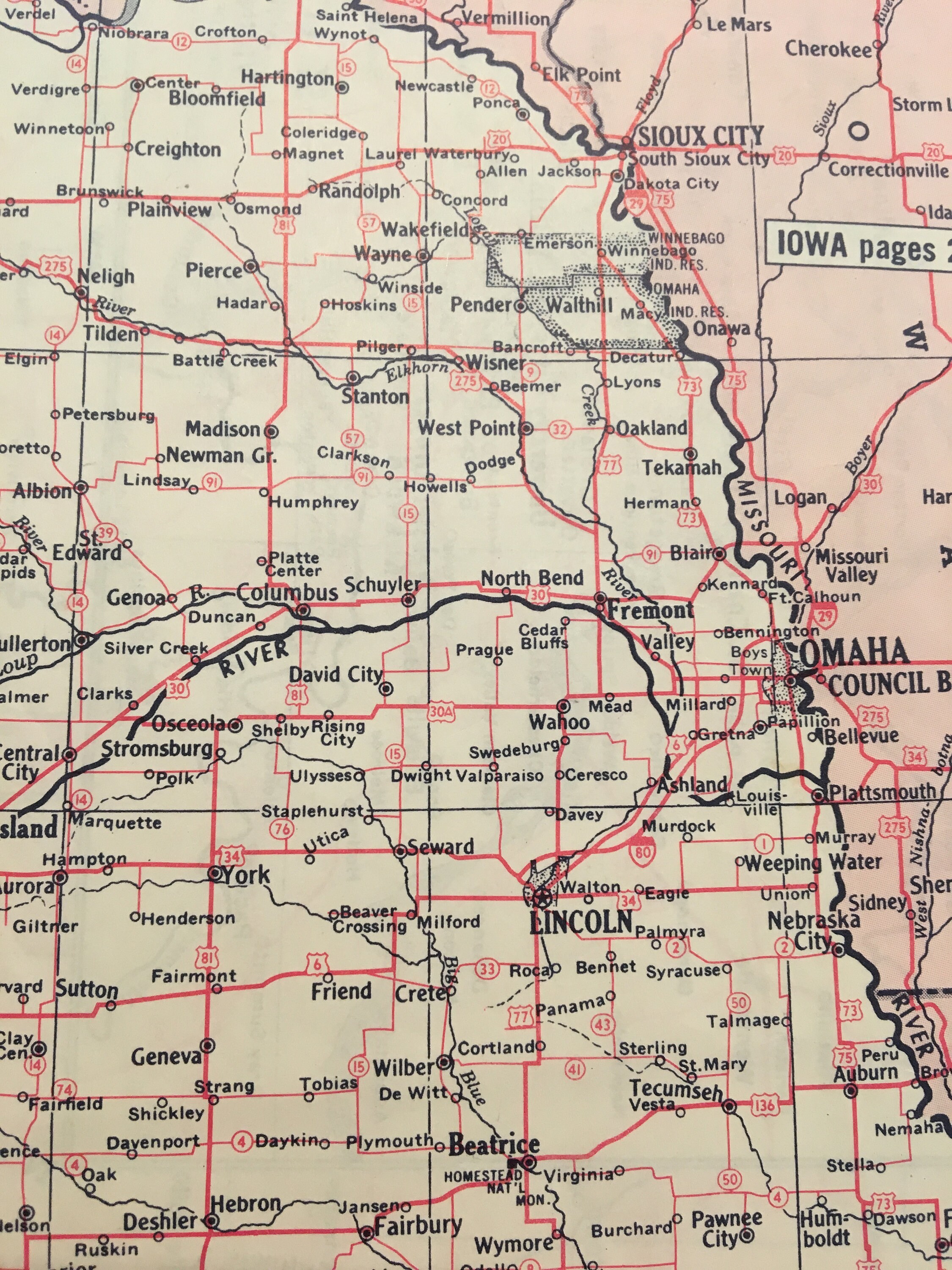 1960s Nebraska State Map Vintage Atlas - Etsy