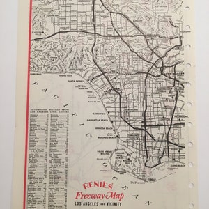 1960’s Los Angeles Freeway/highway Map-la Vintage Map - Vintage Road ...