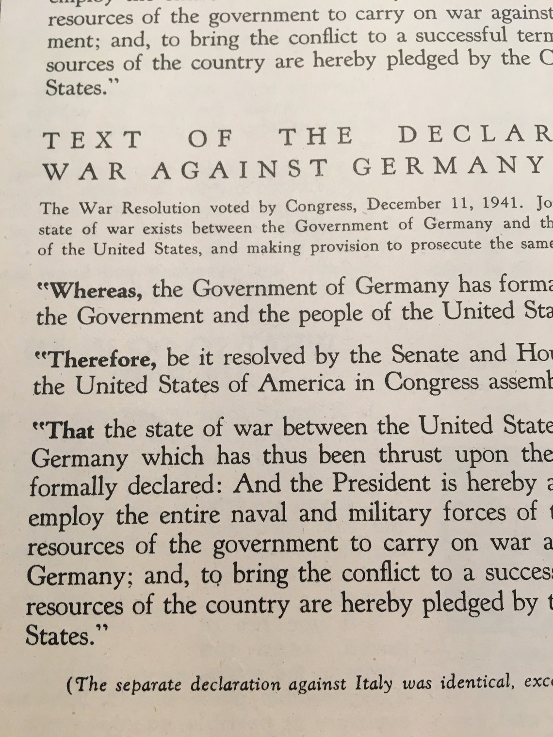 1940s WWII Declaration of War & Roosevelt's War Address - Etsy