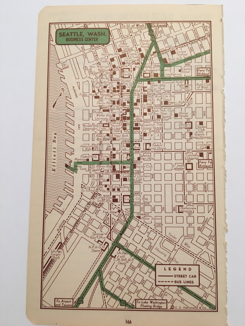 1950’s Seattle Vintage Map- City Road Atlas - Etsy