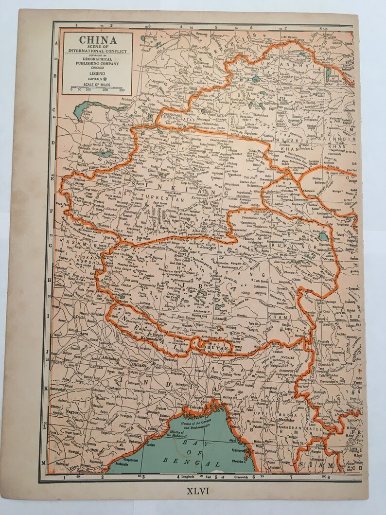 1930s China Map Vintage Atlas - Etsy