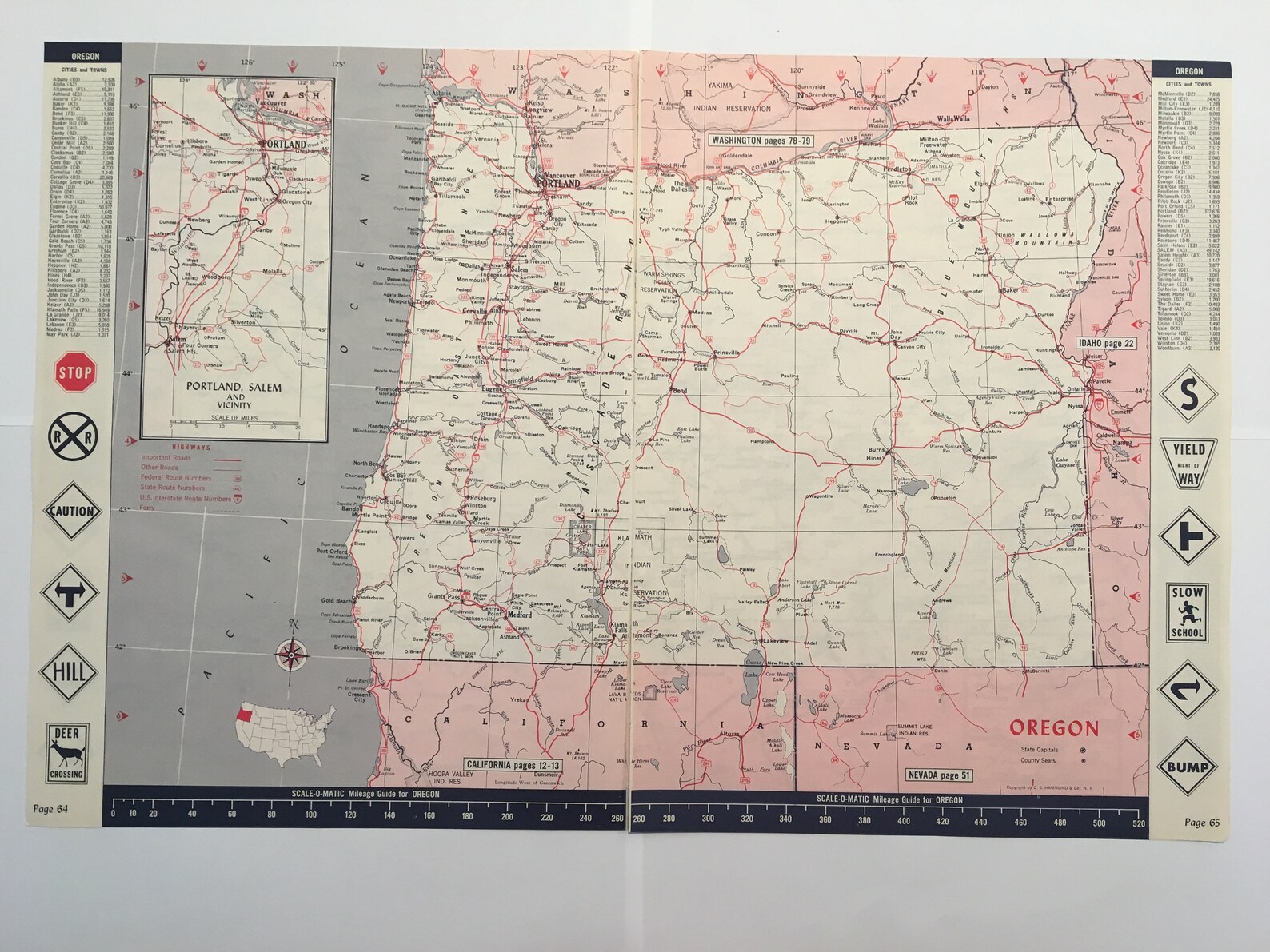 1960s Oregon State Map Vintage Atlas - Etsy
