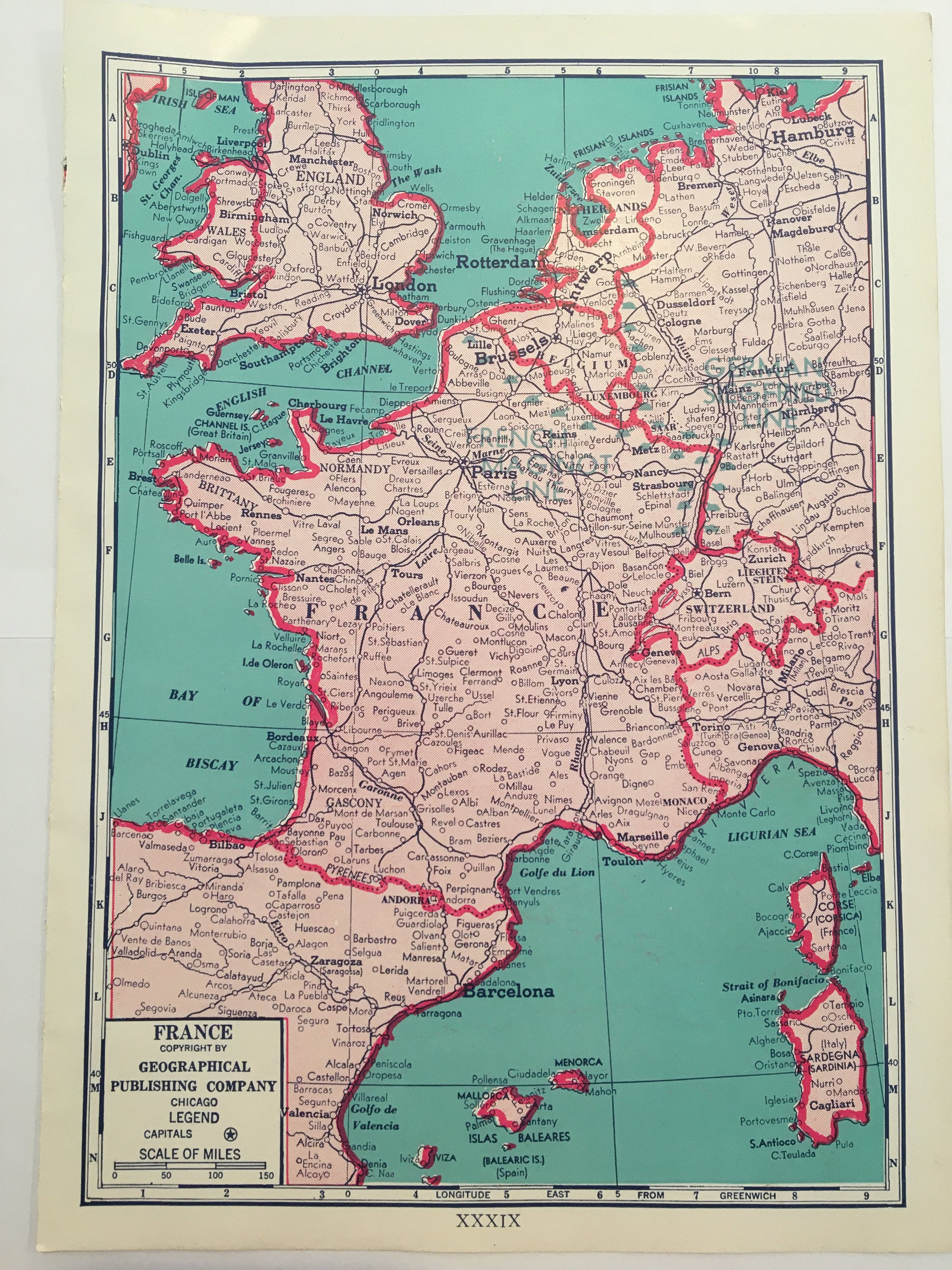 1940’s France WWII Map- Vintage Atlas - Etsy