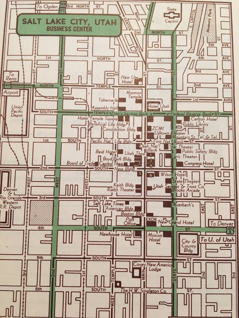 1950’s Salt Lake City Vintage Map- City Road Atlas - Etsy