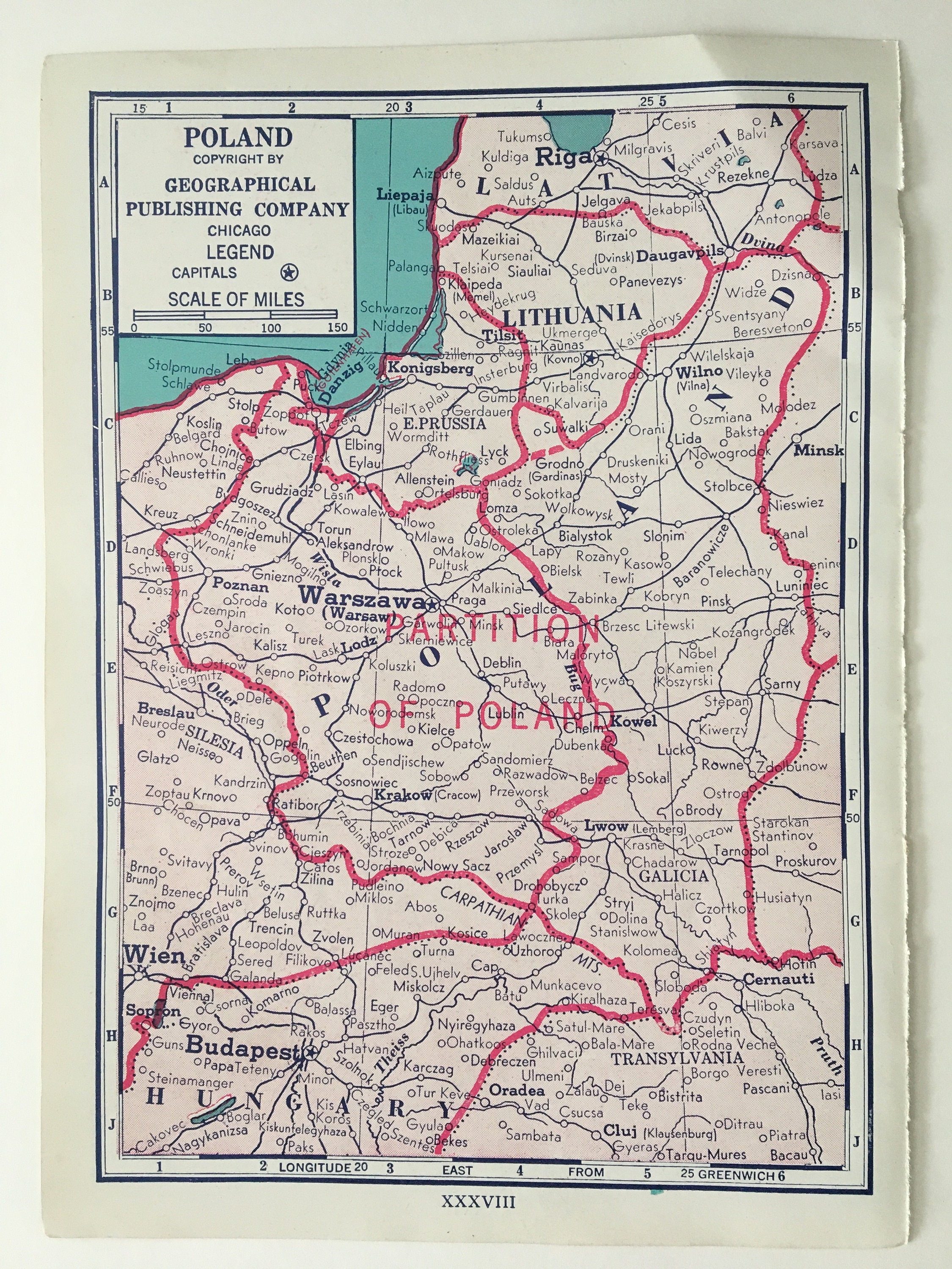 1940s Poland WWII Map Vintage Atlas - Etsy