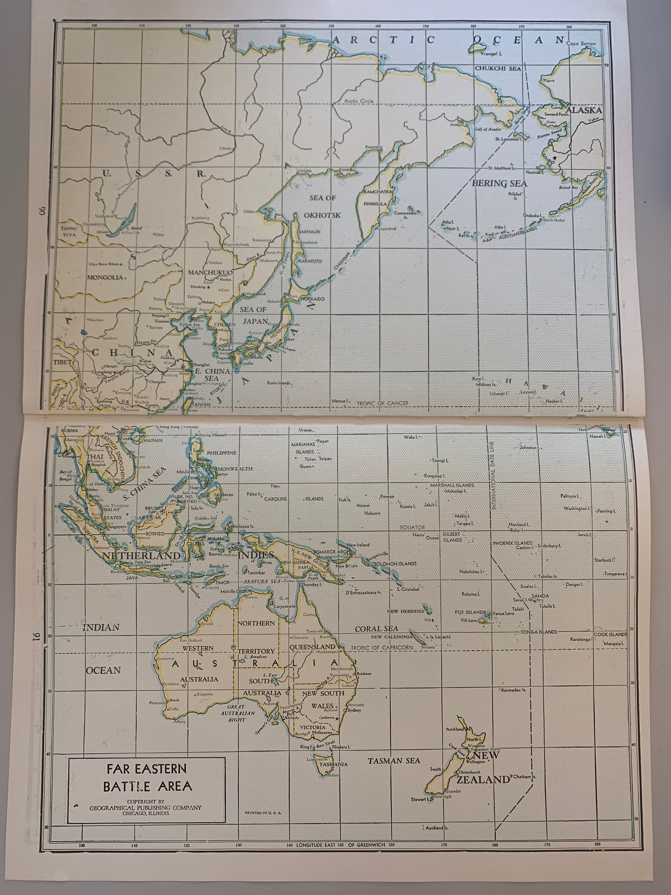 1940’s WWII Pacific Theater- Far East Battle Area Map- Vintage Atlas - Etsy