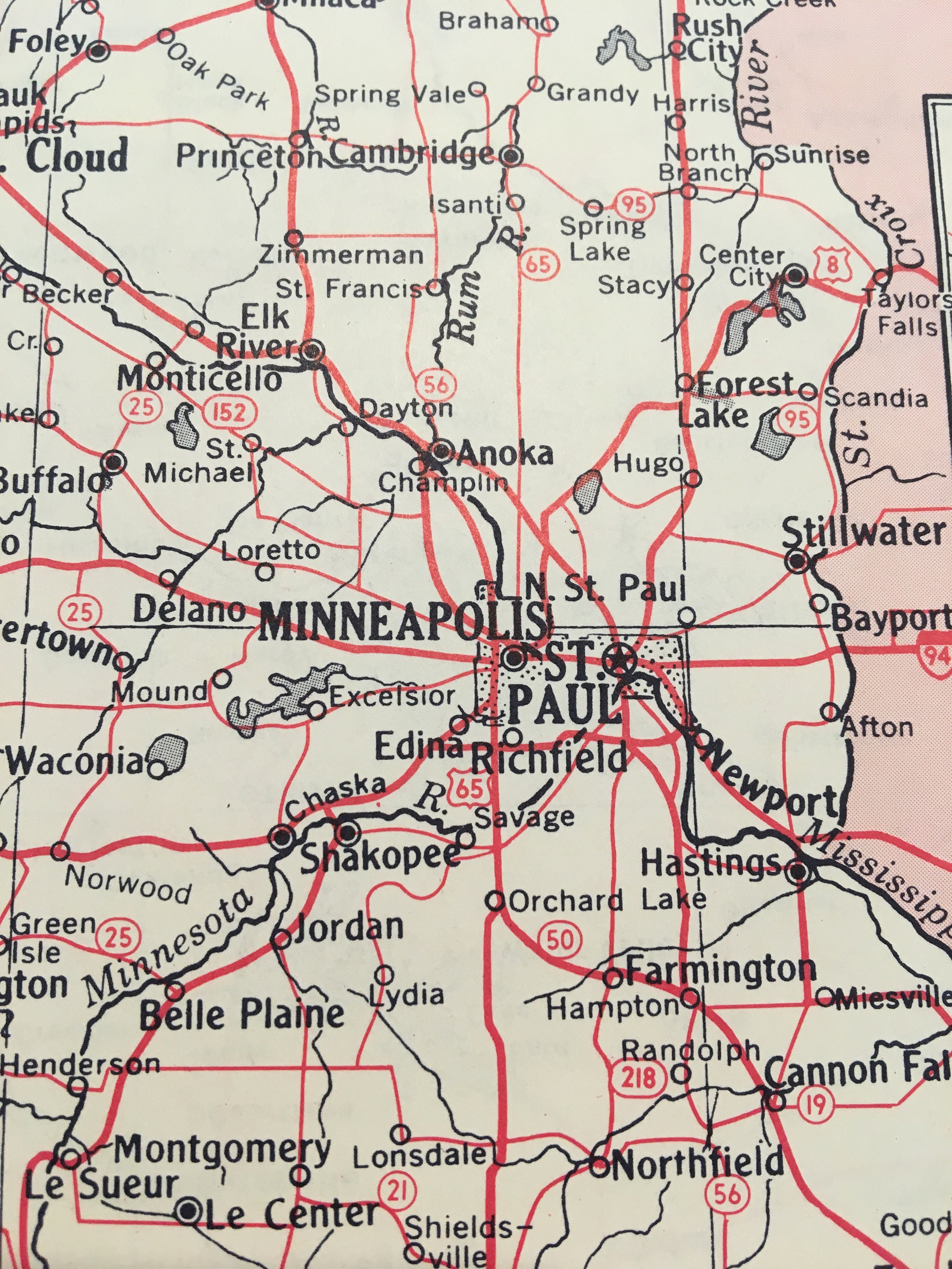 1960s Minnesota State Map Vintage Atlas - Etsy