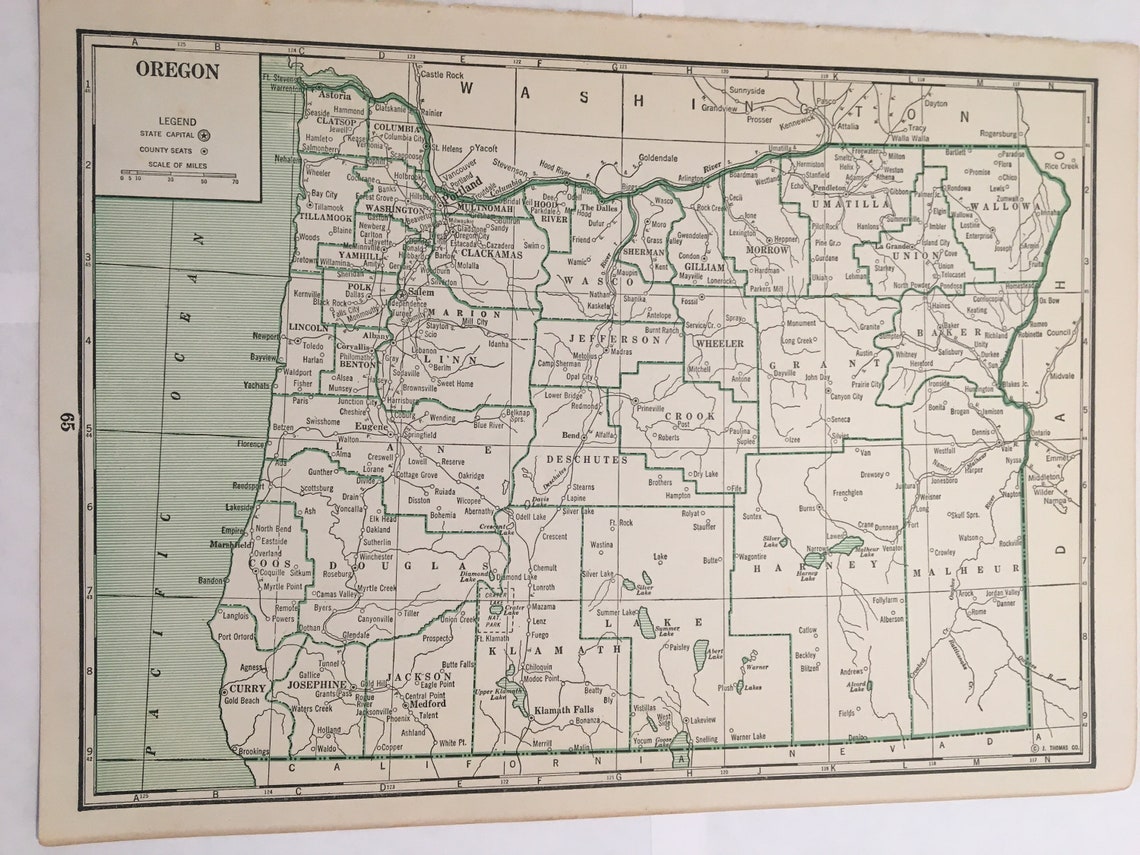 1930s Vintage Oregon Map - Etsy
