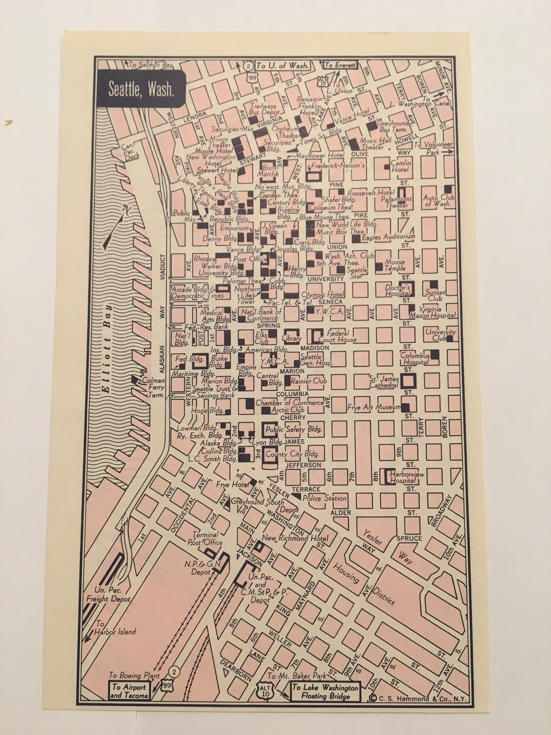 1960s Seattle City Map- Vintage Atlas - Etsy