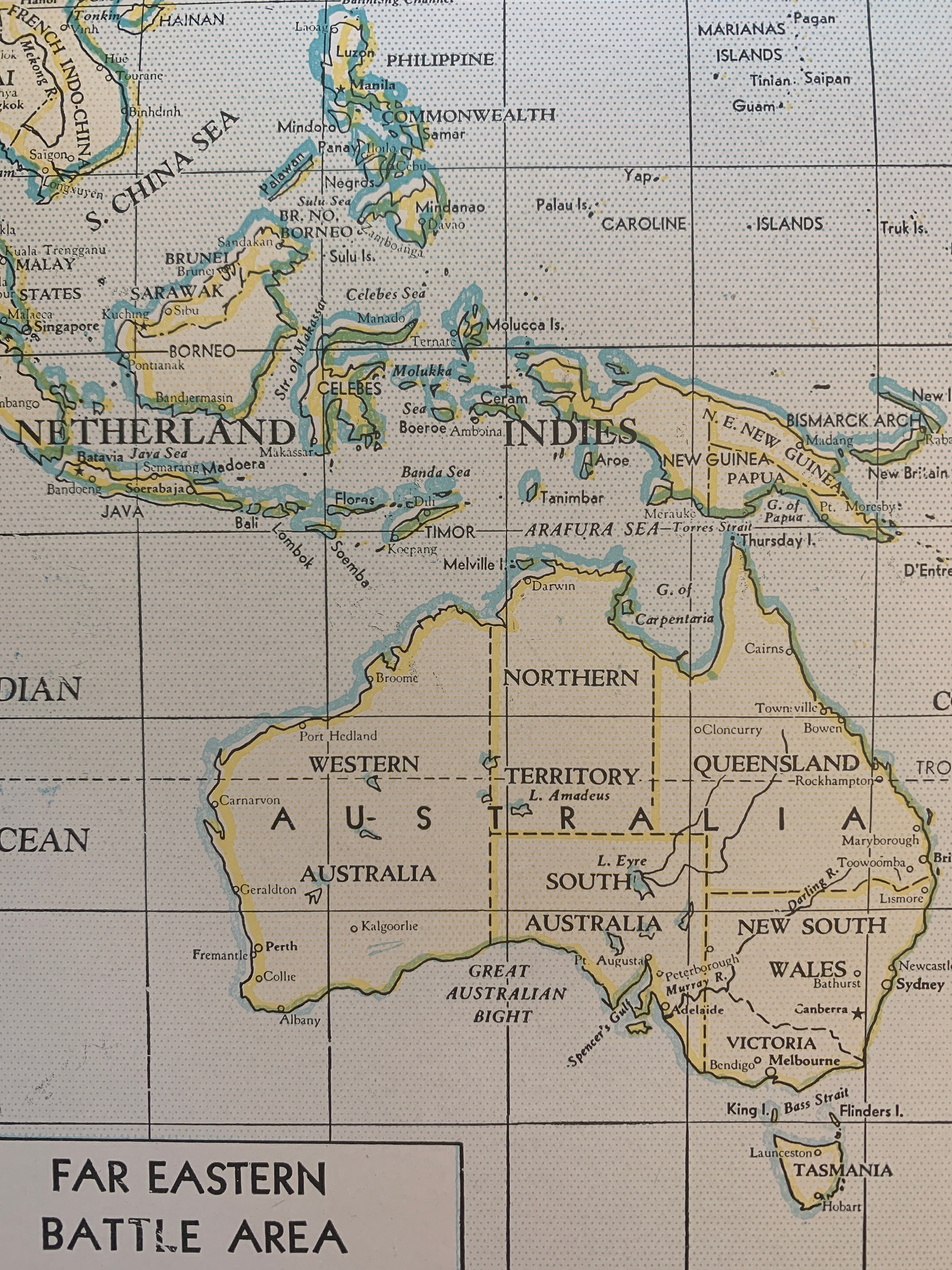 1940s WWII Pacific Theater Far East Battle Area Map Vintage | Etsy