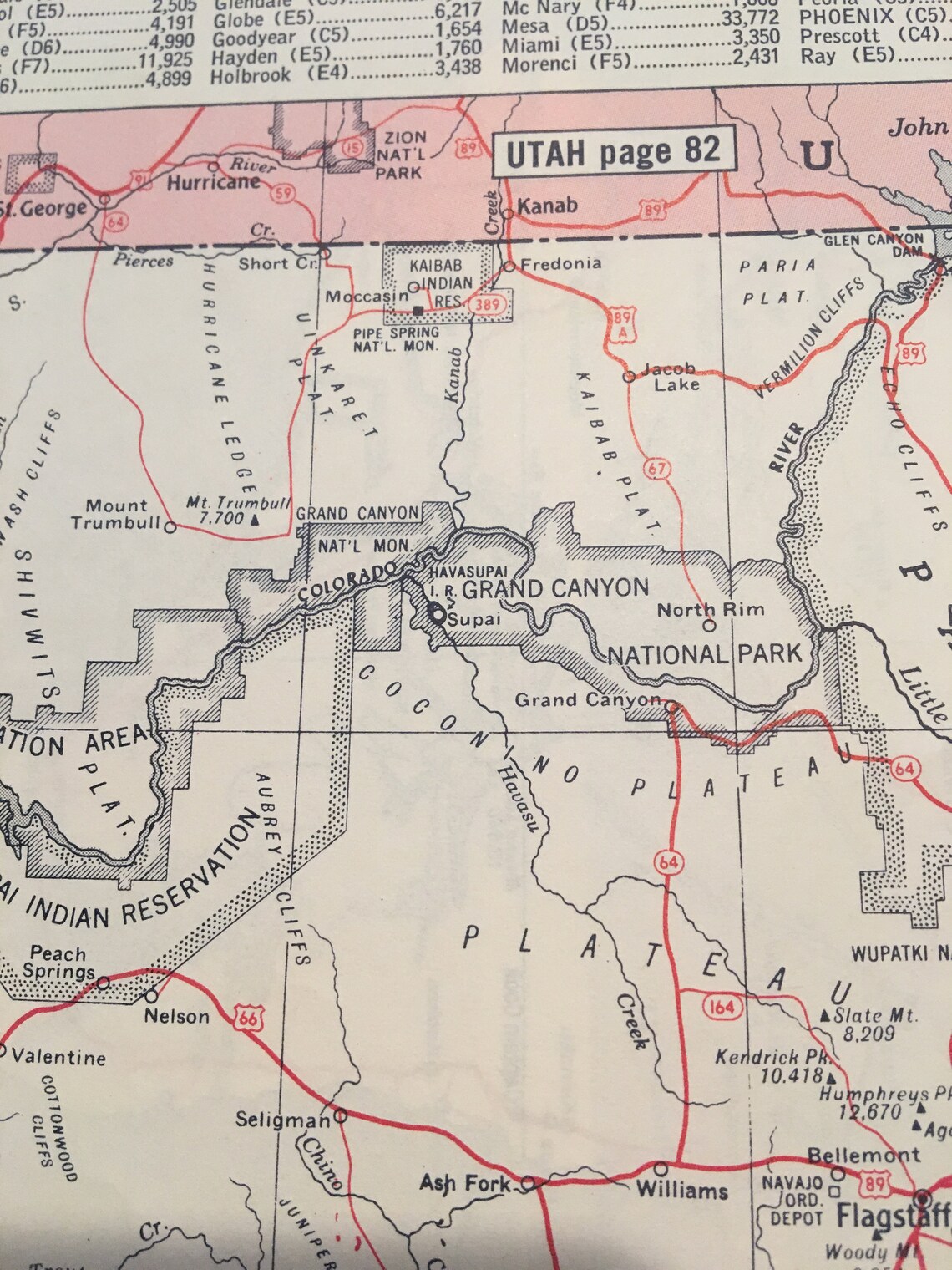 1960s Arizona State Map- Vintage Atlas - Etsy