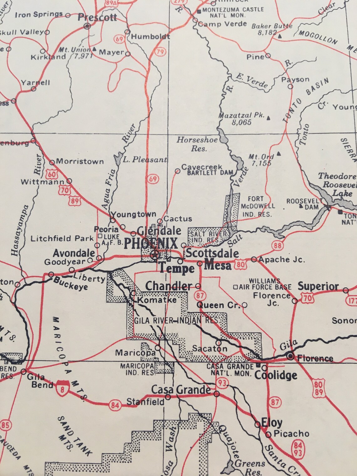 1960s Arizona State Map- Vintage Atlas - Etsy