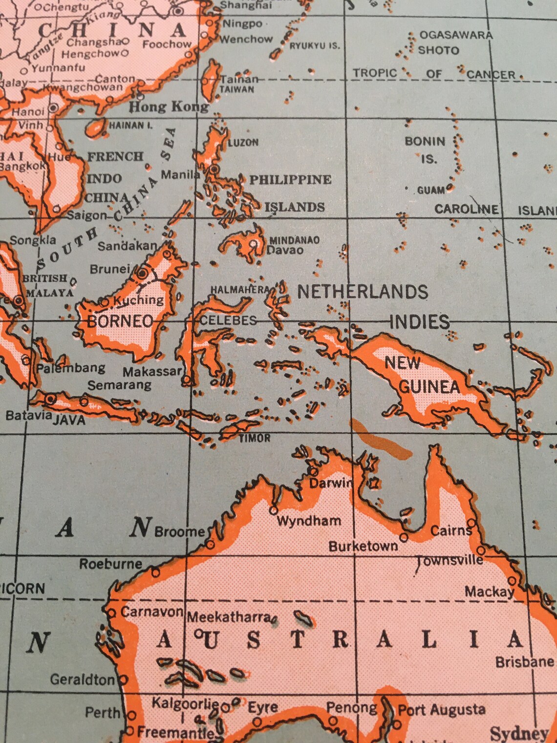 1940s Asia & Oceania Map Vintage Atlas - Etsy