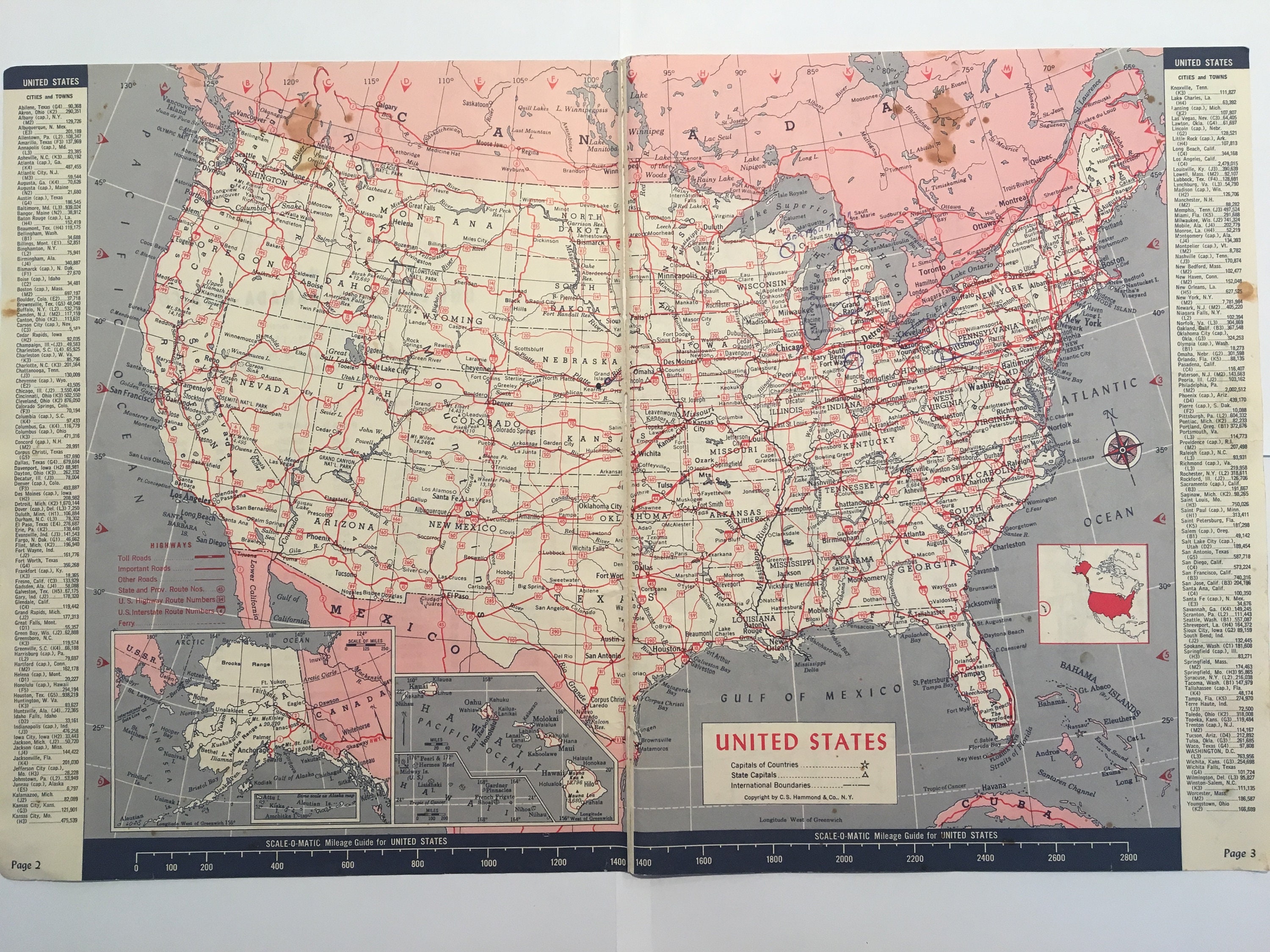 1960s United States Map Vintage Atlas USA - Etsy