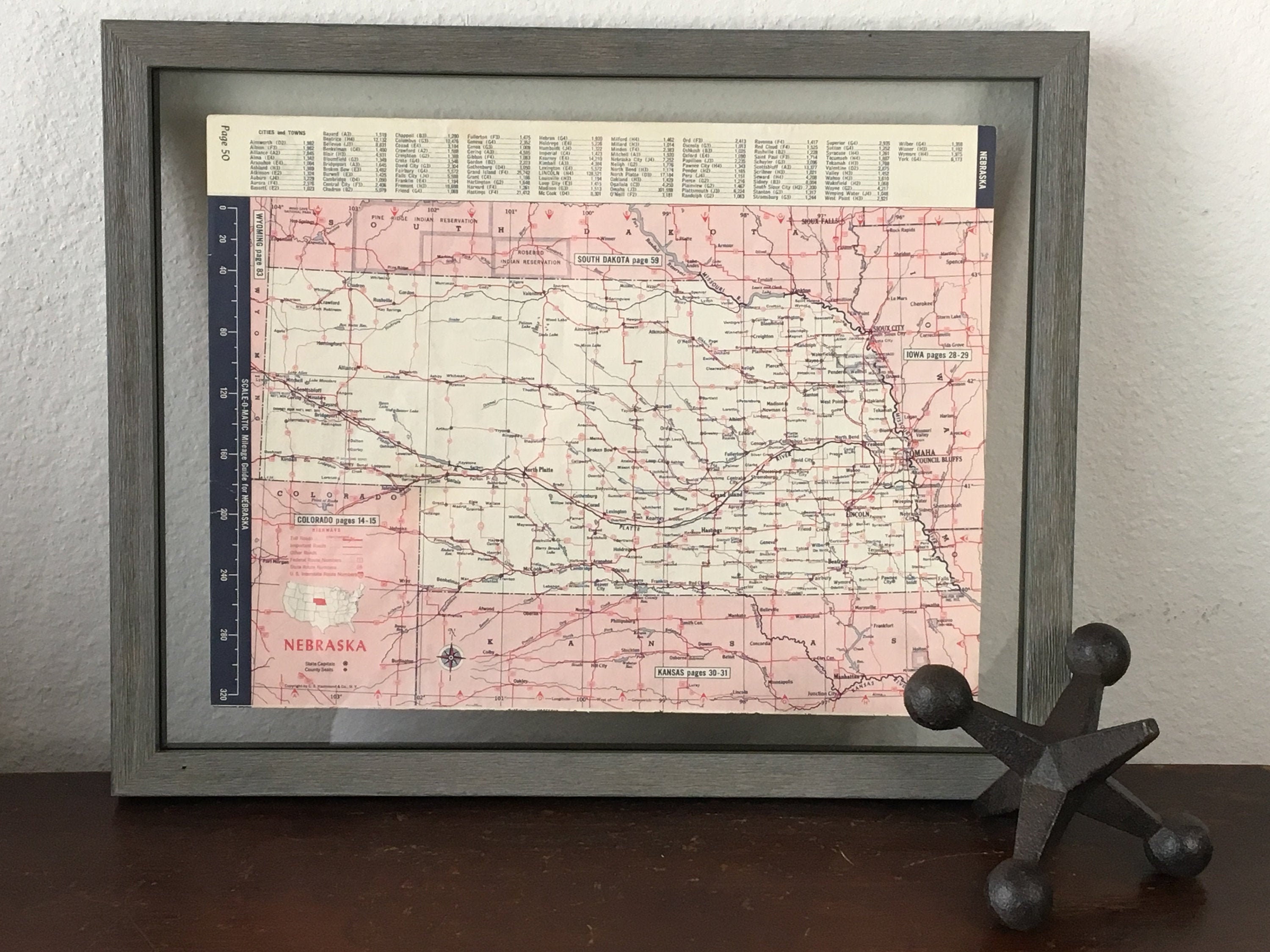 1960s Nebraska State Map- Vintage Atlas - Etsy