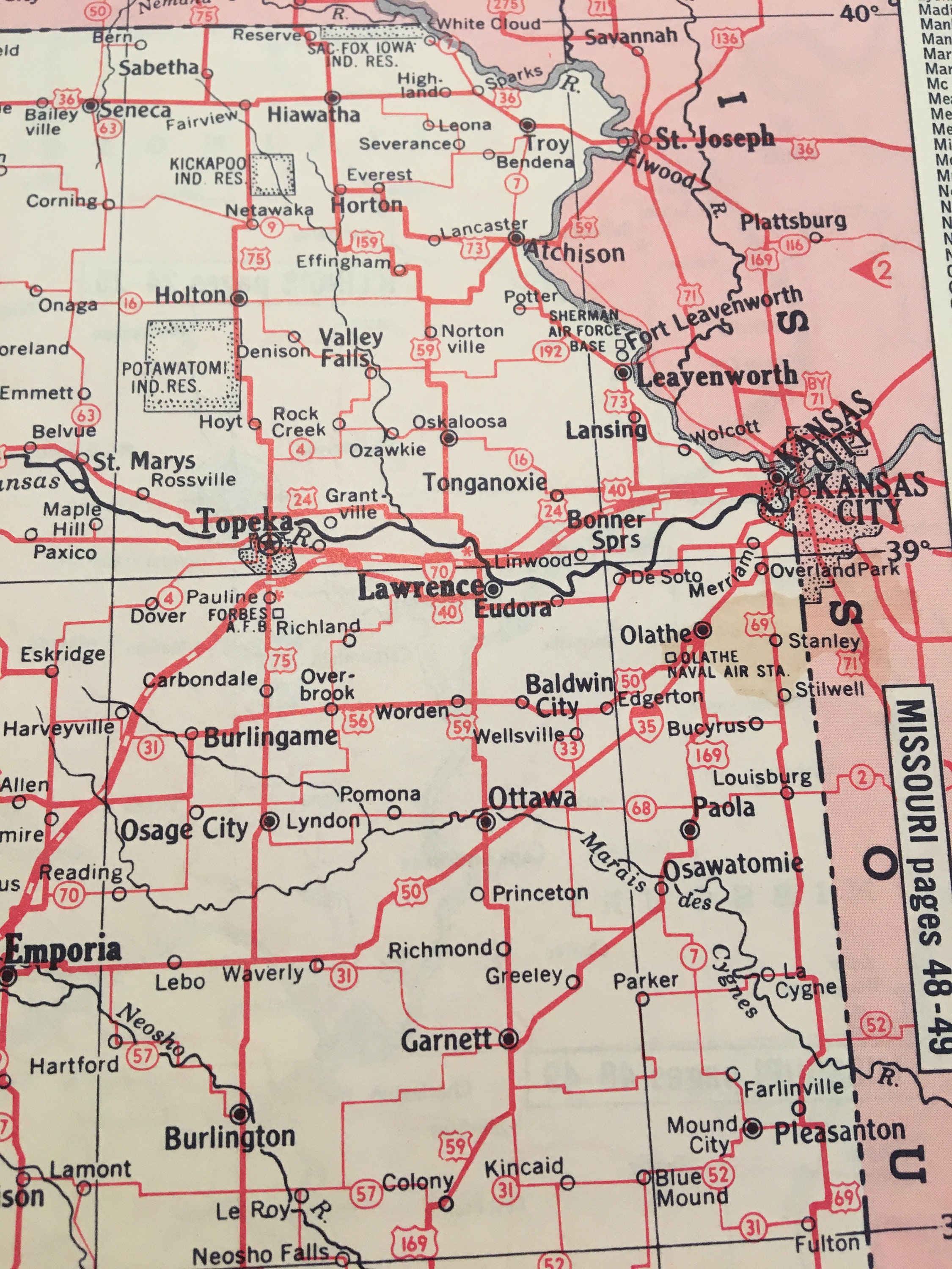 1960s Kansas State Map Vintage Atlas - Etsy UK
