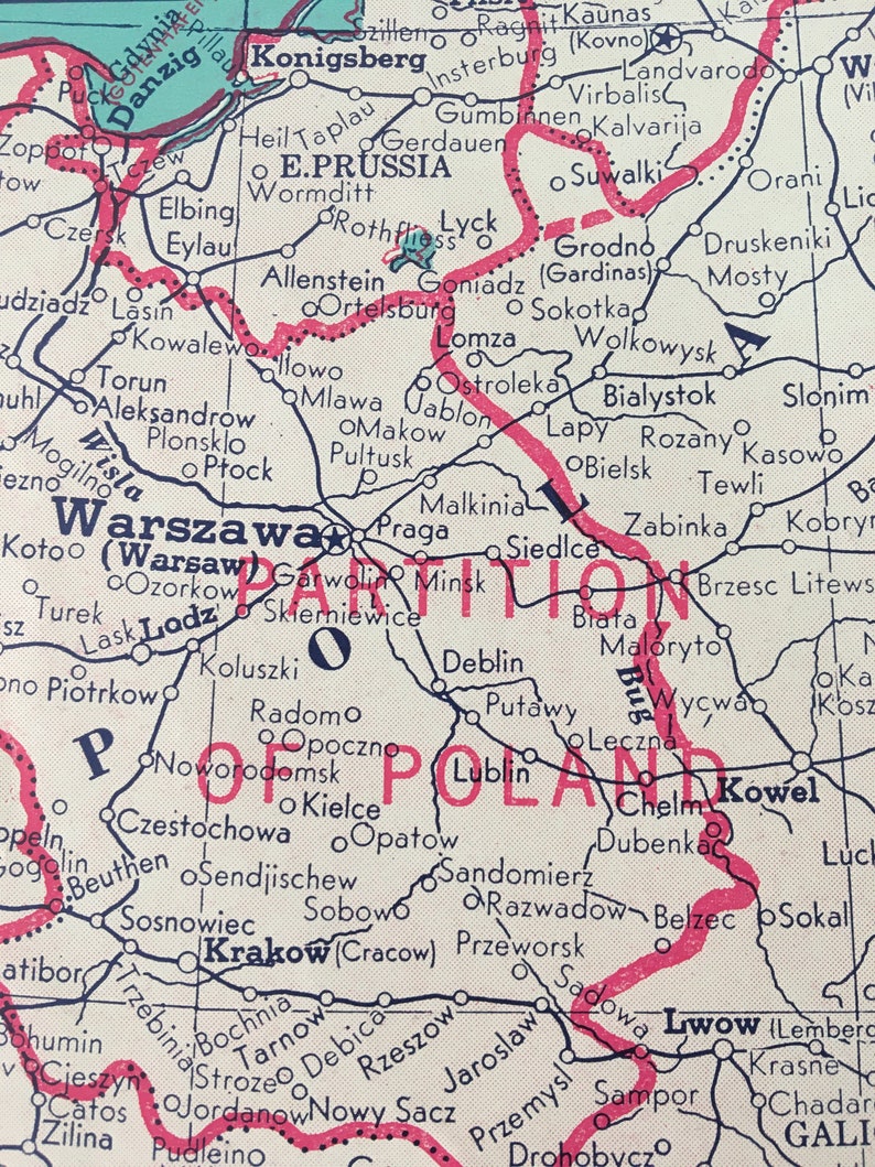 1940s Poland WWII Map Vintage Atlas - Etsy