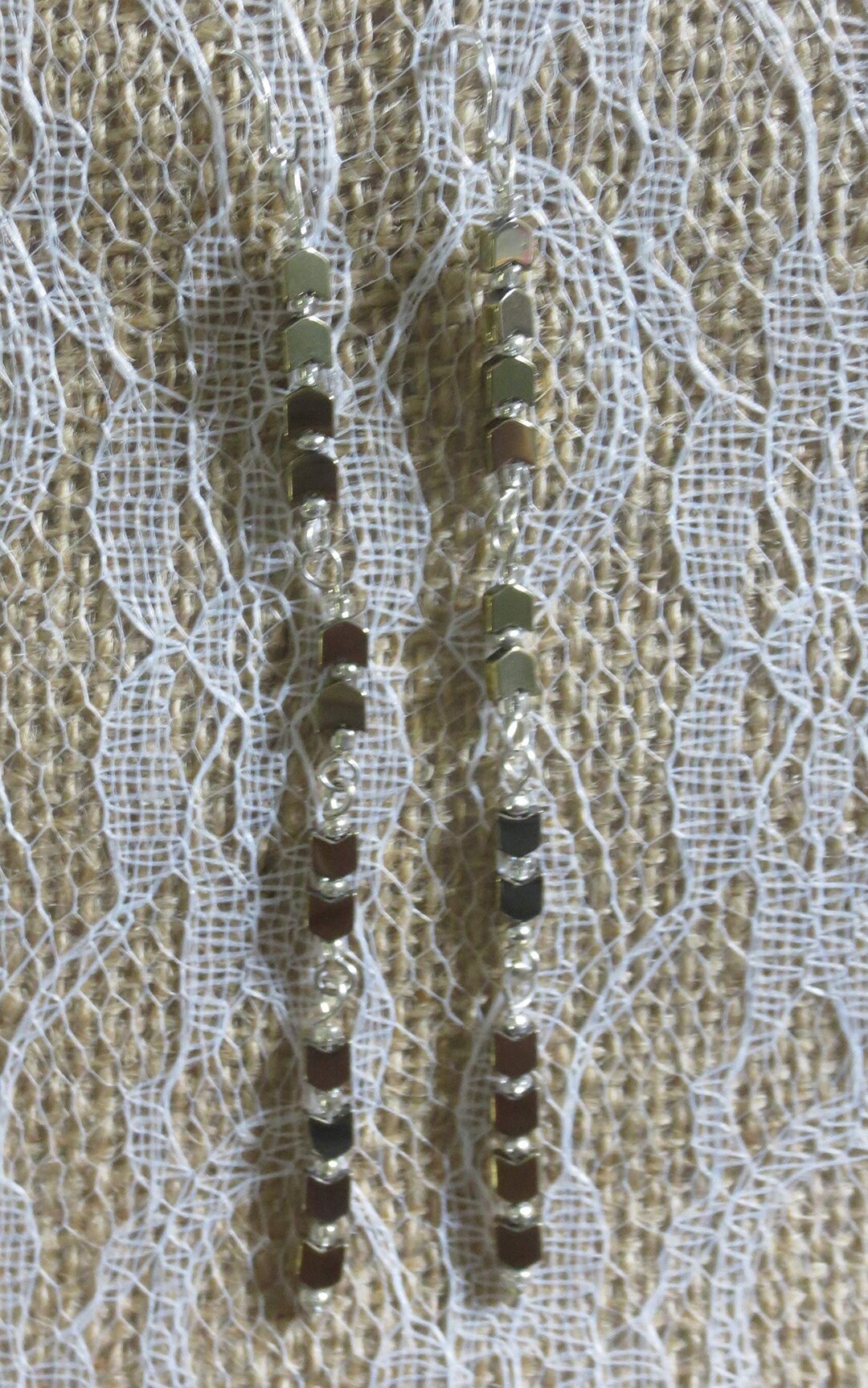 Longue boucle doreille de danglée de chevron dargent - Etsy France