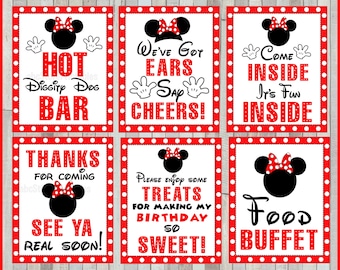 Printable Set of Minnie Mouse Party Signs, 5x7 and 8x10 INSTANT ...