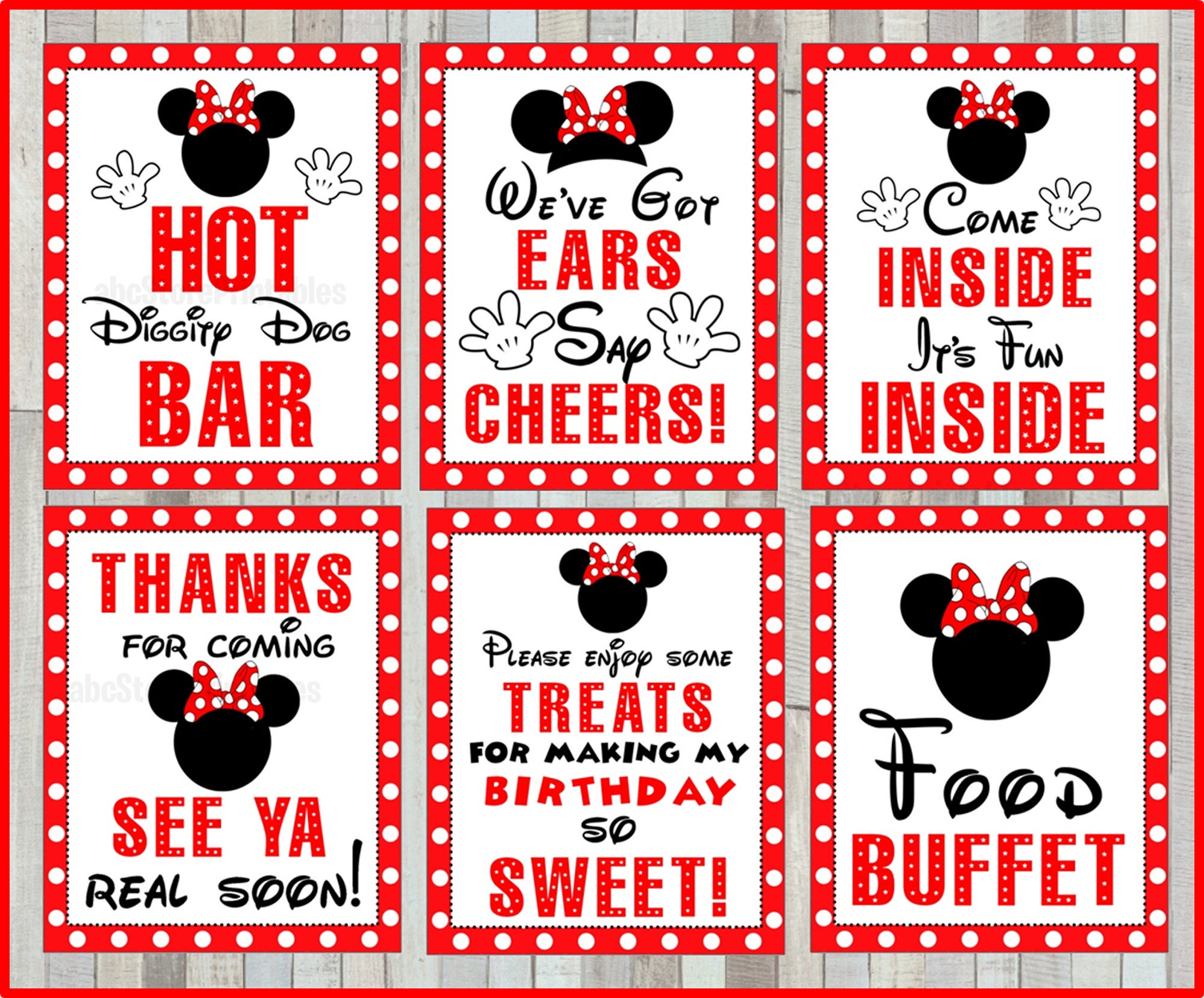 Printable Set of Minnie Mouse Party Signs, 5x7 and 8x10 INSTANT ...
