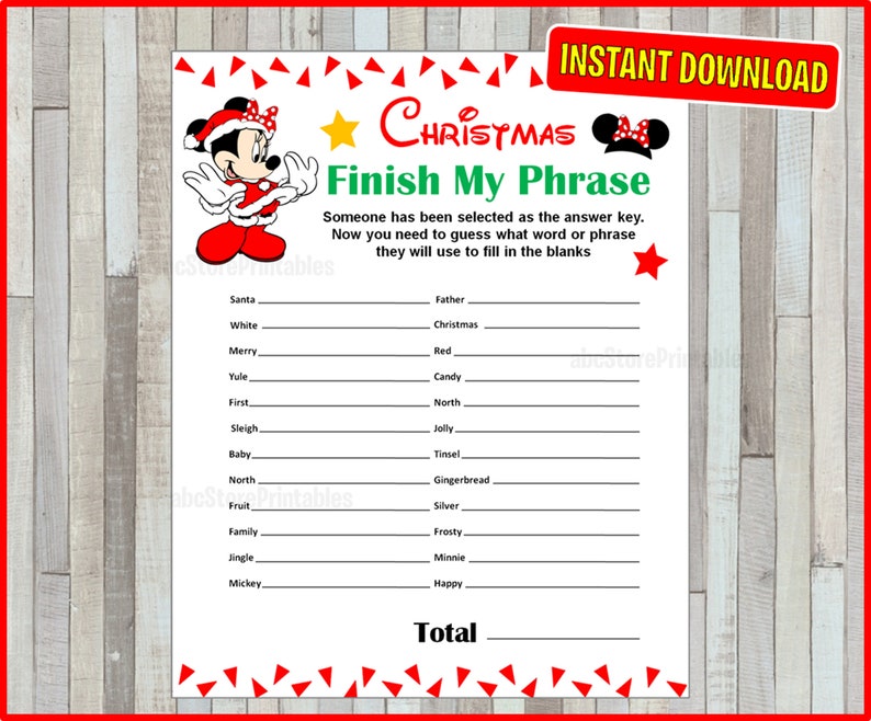 Printable Christmas Finish My Phrase Christmas Party Game | Etsy