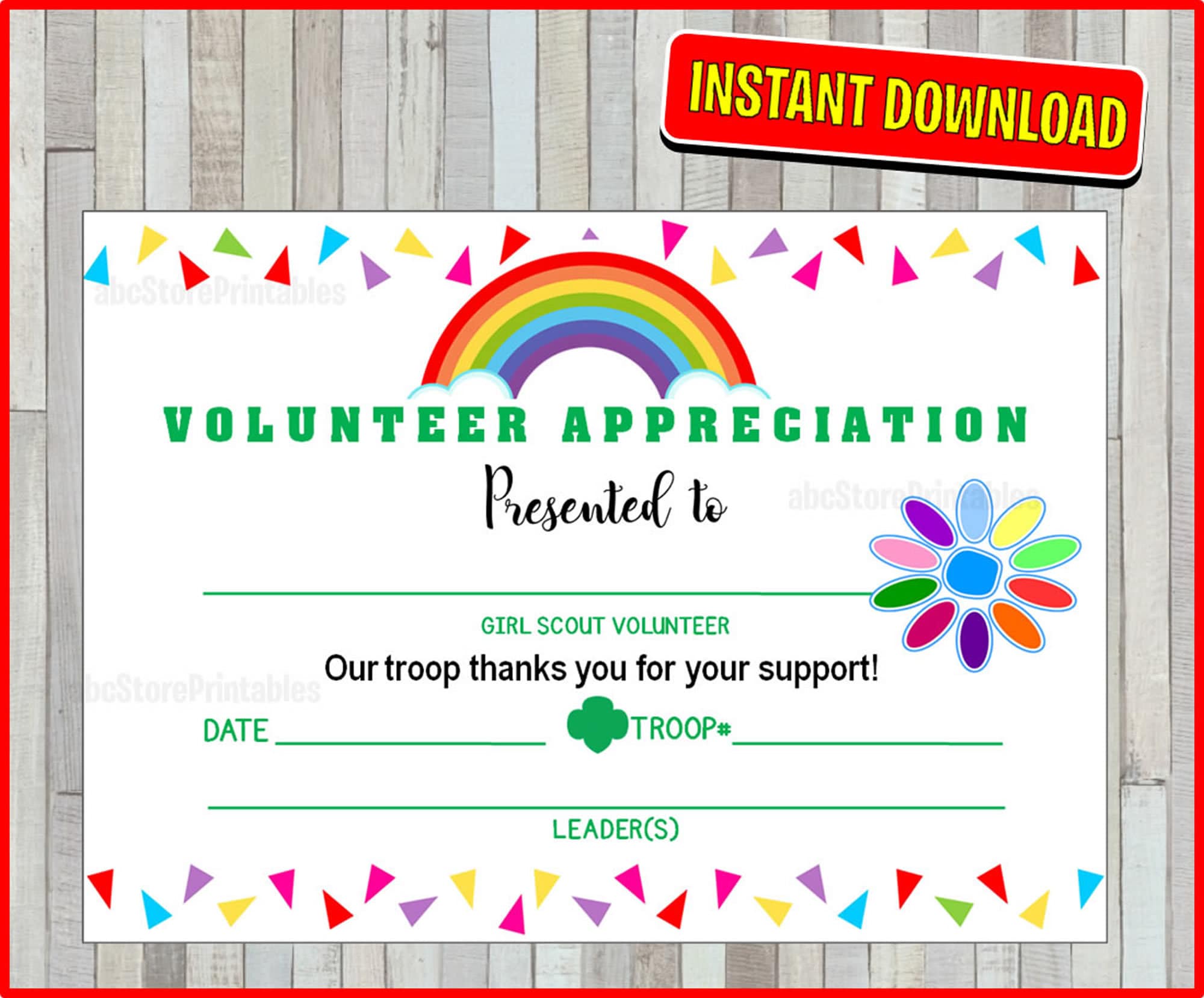 Girl Scout Volunteer Appreciation Certificate, Girl Scout Bridging ...