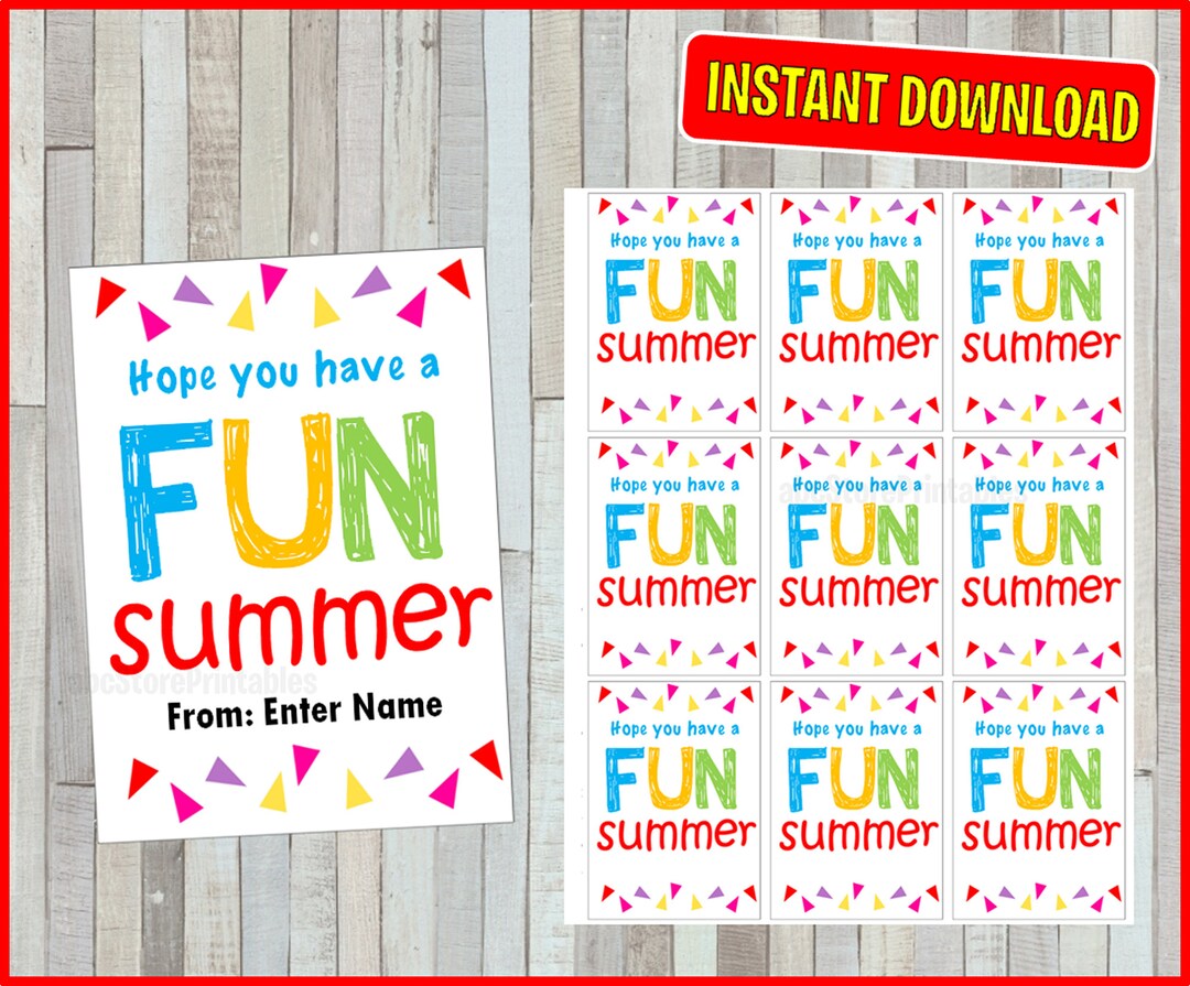 End of School Year Tag, Fun Summer Tag, End of Year Treat Tags ...