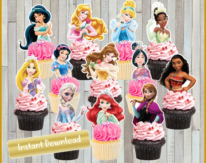 Instant Download Princess Cupcake Toppers Digital File PDF - Etsy