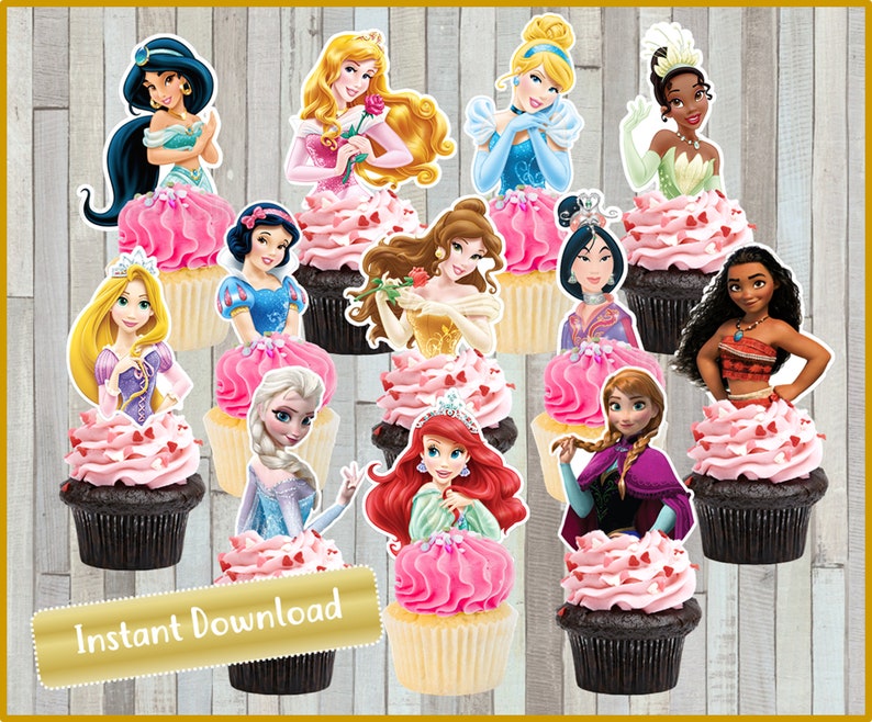 Princess Cupcakes Toppers Printable Princess Toppers - Etsy