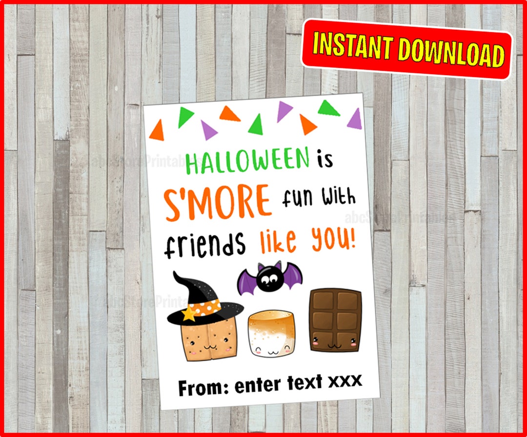 PRINTABLE Halloween Favor Tags, Halloween Tags, Smores Tags, S'mores ...
