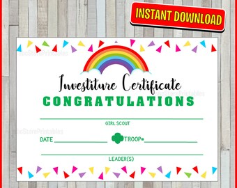 Girl Scout Certificate Template - Etsy