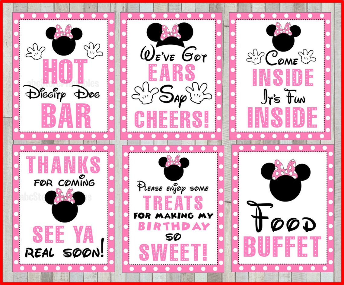 Printable Set of Minnie Mouse Party Signs, 5x7 and 8x10 INSTANT ...