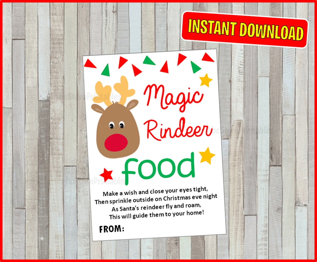 Magic Reindeer Food Tag Digital Printable Christmas Activity INSTANT ...